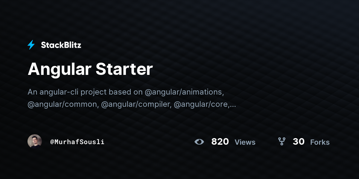Angular Starter Stackblitz
