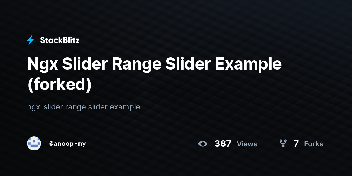 Ngx Slider Range Slider Example (forked) - StackBlitz