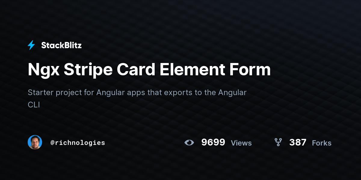 Ngx Stripe Card Element Form - StackBlitz