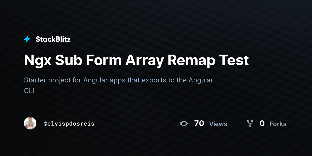 Ngx Sub Form Array Remap Test - StackBlitz