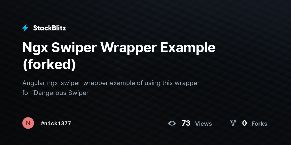 Ngx Swiper Wrapper Example (forked) - StackBlitz Ngx Swiper Wrapper Example (forked) - StackBlitz