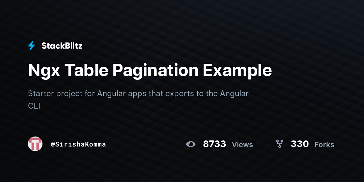 Ngx Table Pagination Example - StackBlitz