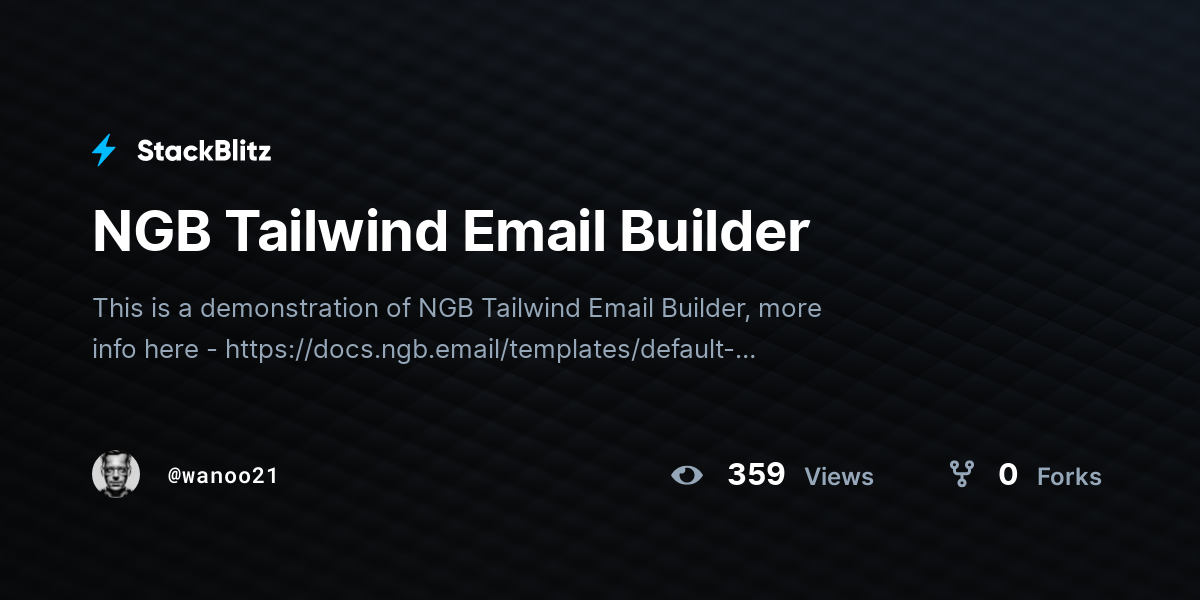NGB Tailwind Email Builder - StackBlitz