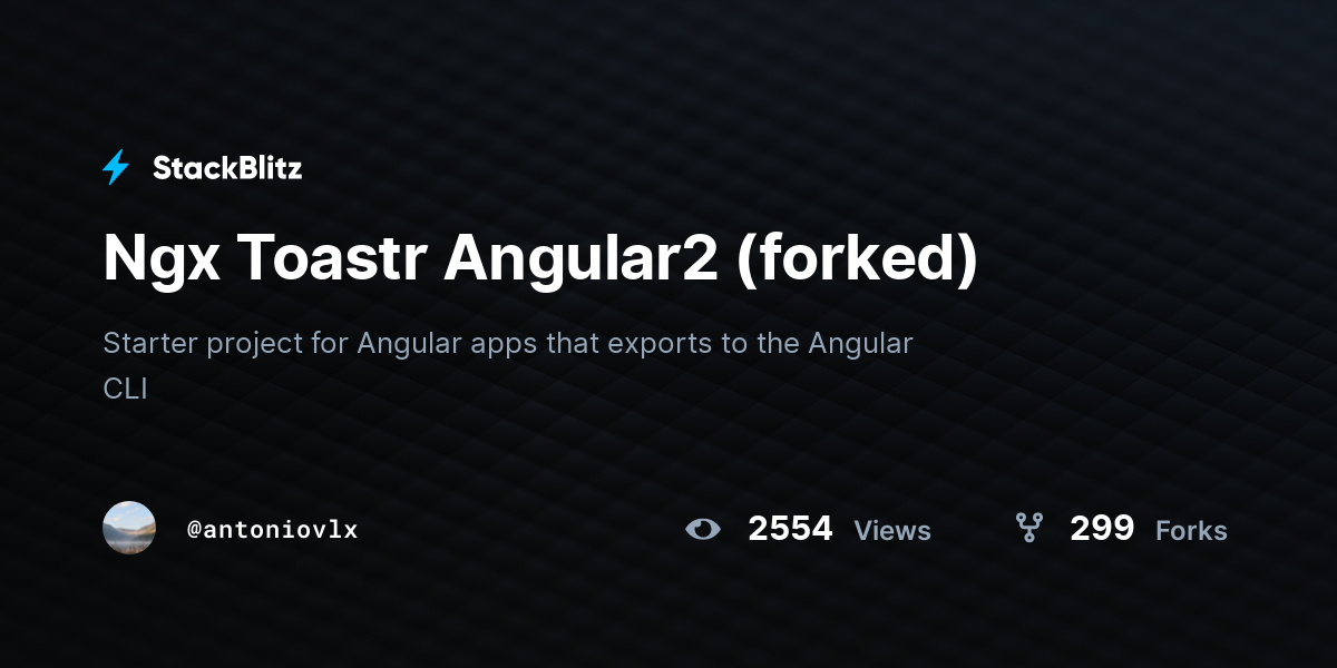 Ngx Toastr Angular2 (forked) - StackBlitz