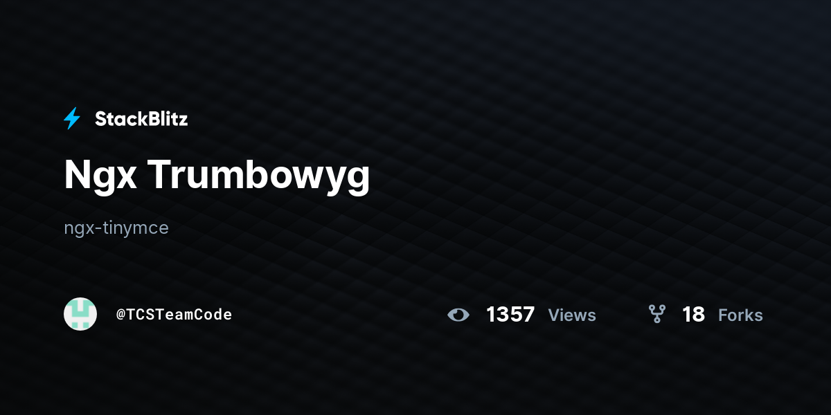 Ngx Trumbowyg - StackBlitz