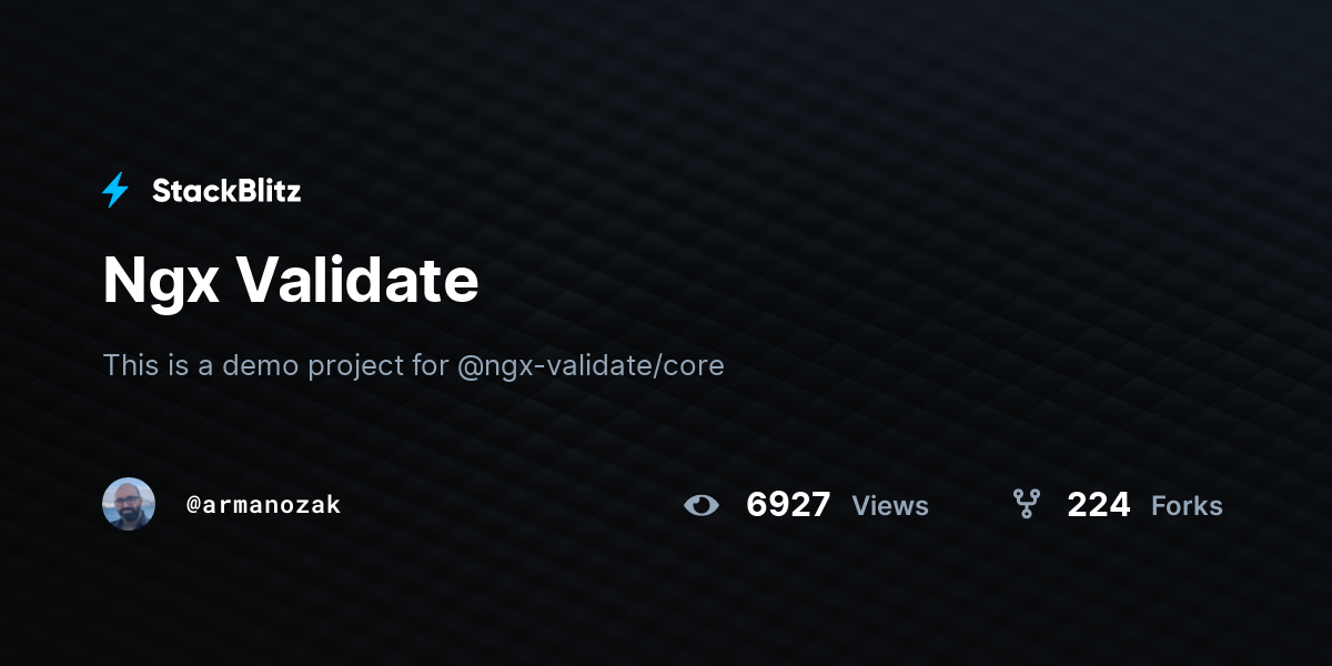 Ngx Validate - StackBlitz