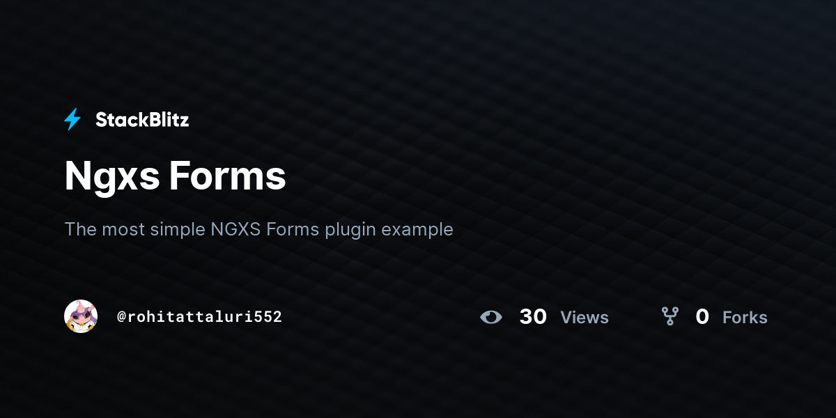 Ngxs Forms - StackBlitz Ngxs Forms - StackBlitz