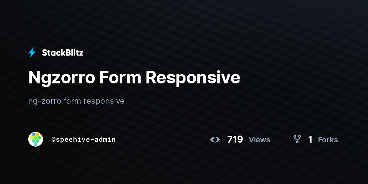 Ngzorro Form Responsive - StackBlitz