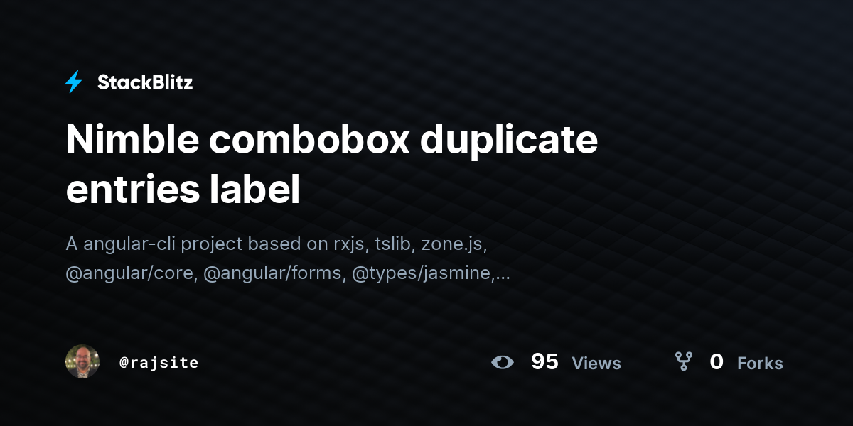 Nimble combobox duplicate entries label - StackBlitz