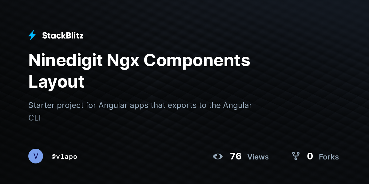 Ninedigit Ngx Components Layout - StackBlitz