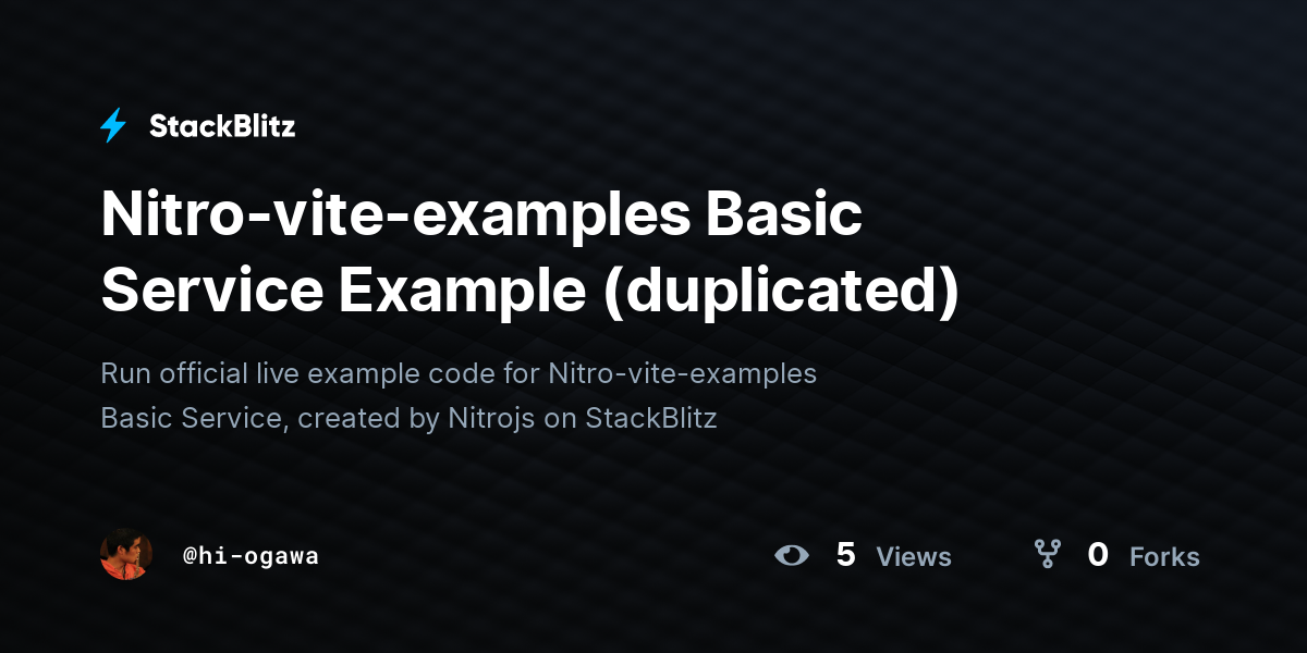 Nitro-vite-examples Basic Service Example (duplicated) - StackBlitz
