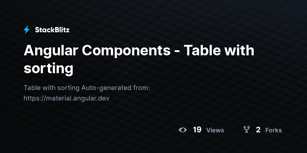 Angular Components - Table with sorting - StackBlitz