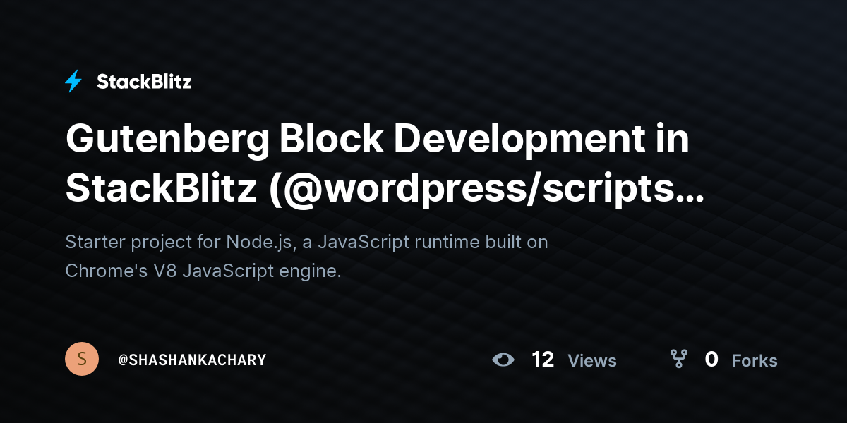 Gutenberg Block Development in StackBlitz (@wordpress/scripts) (duplicated) - StackBlitz