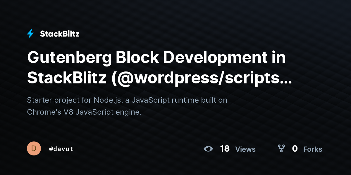 Gutenberg Block Development in StackBlitz (@wordpress/scripts) (forked ...