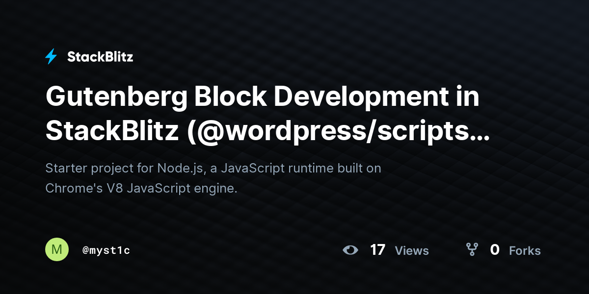 Gutenberg Block Development in StackBlitz (@wordpress/scripts) (forked ...