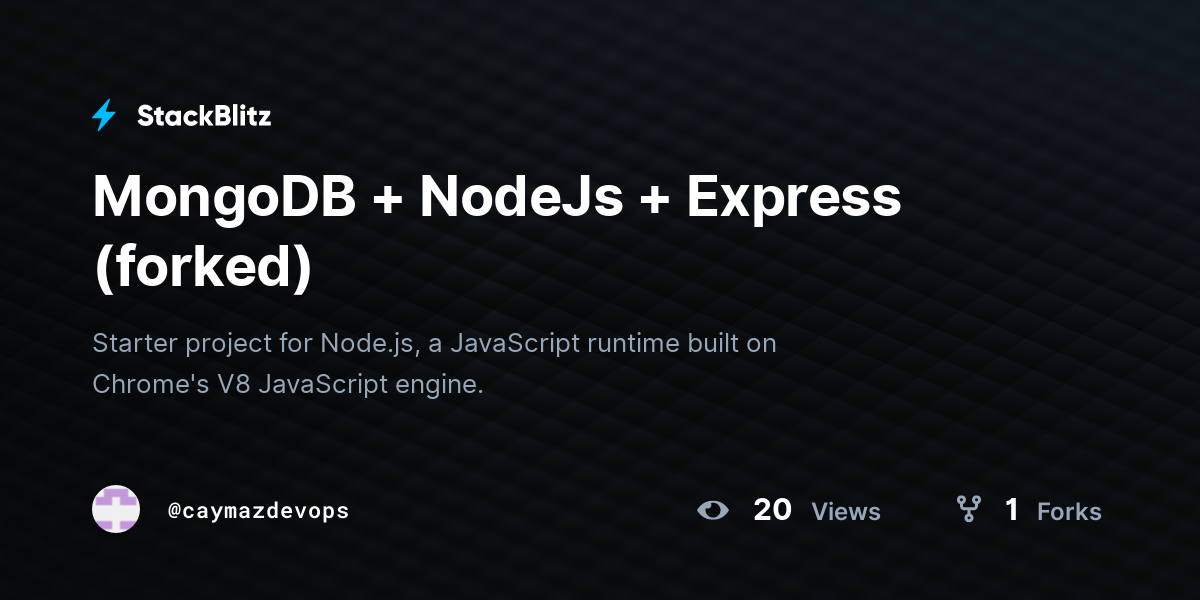 Mongodb Nodejs Express Forked Stackblitz
