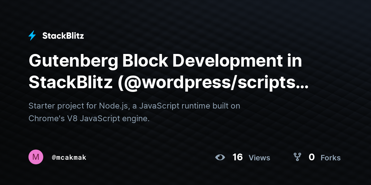 Gutenberg Block Development in StackBlitz (@wordpress/scripts ...