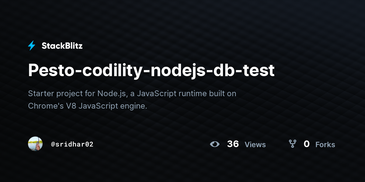 Pesto-codility-nodejs-db-test - StackBlitz