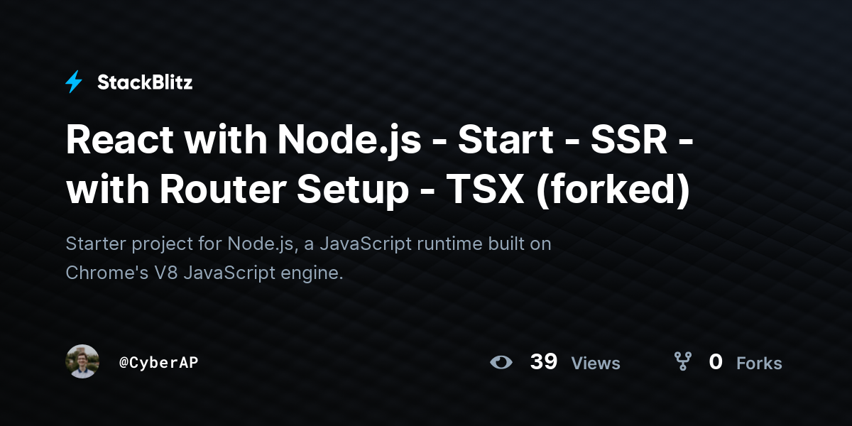 React with Node.js - Start - SSR - with Router Setup - TSX (forked) - StackBlitz