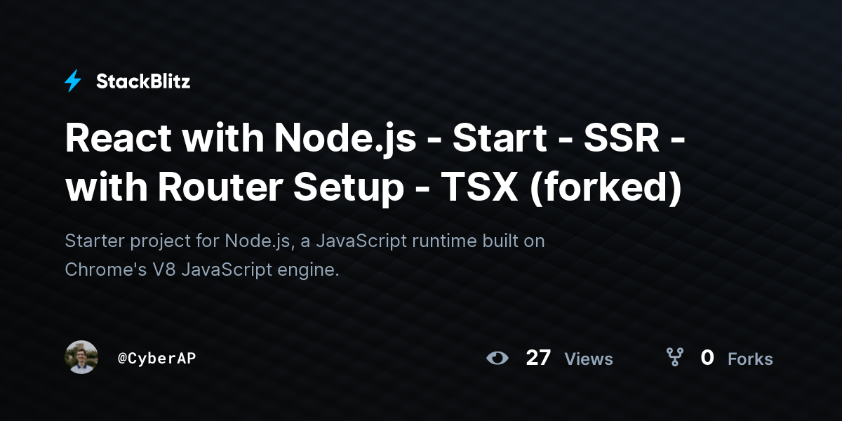 React with Node.js - Start - SSR - with Router Setup - TSX (forked ... React with Node.js - Start - SSR - with Router Setup - TSX (forked ...