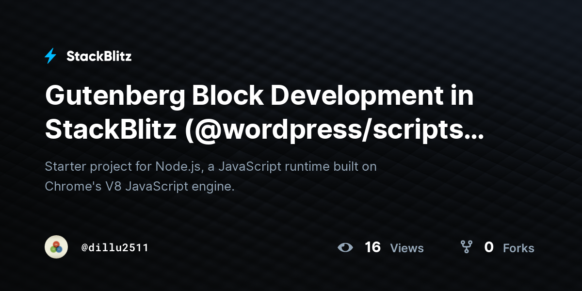 Gutenberg Block Development in StackBlitz (@wordpress/scripts) (forked ...