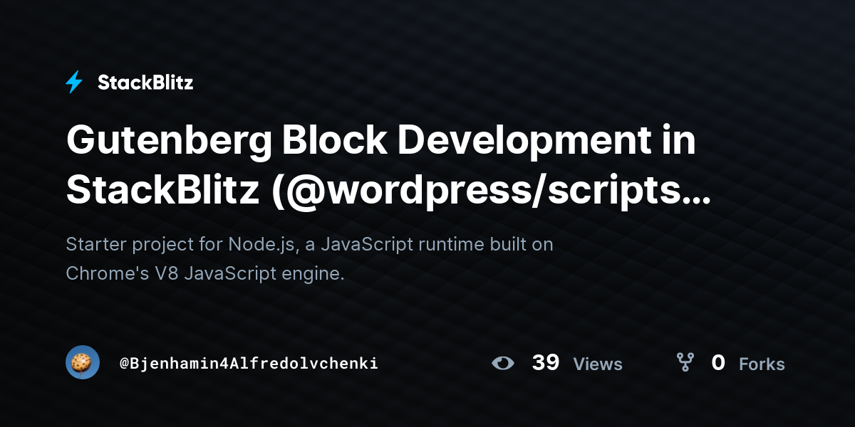 Gutenberg Block Development in StackBlitz (@wordpress/scripts) (forked ...