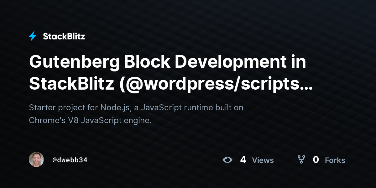Gutenberg Block Development in StackBlitz (@wordpress/scripts) (forked) - StackBlitz