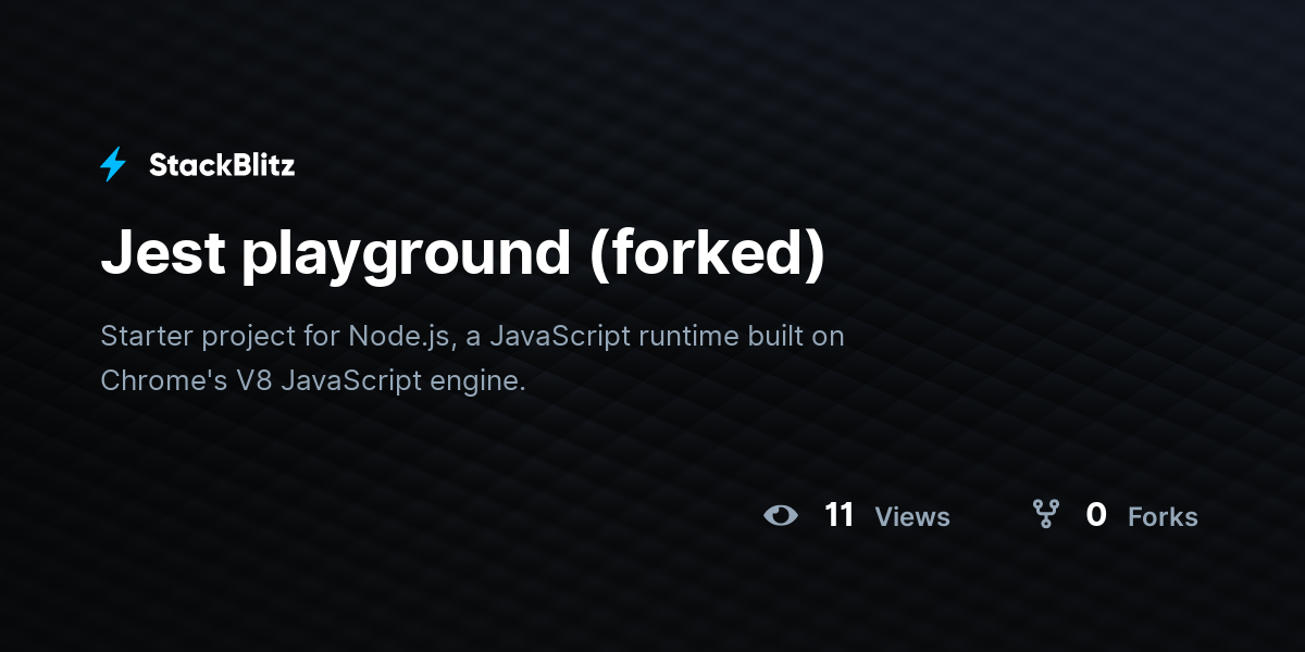 Jest playground (forked) - StackBlitz
