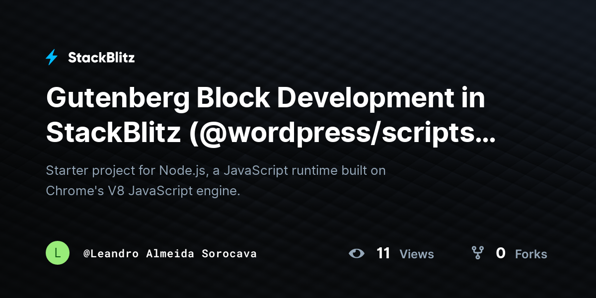 Gutenberg Block Development in StackBlitz (@wordpress/scripts) (forked ...