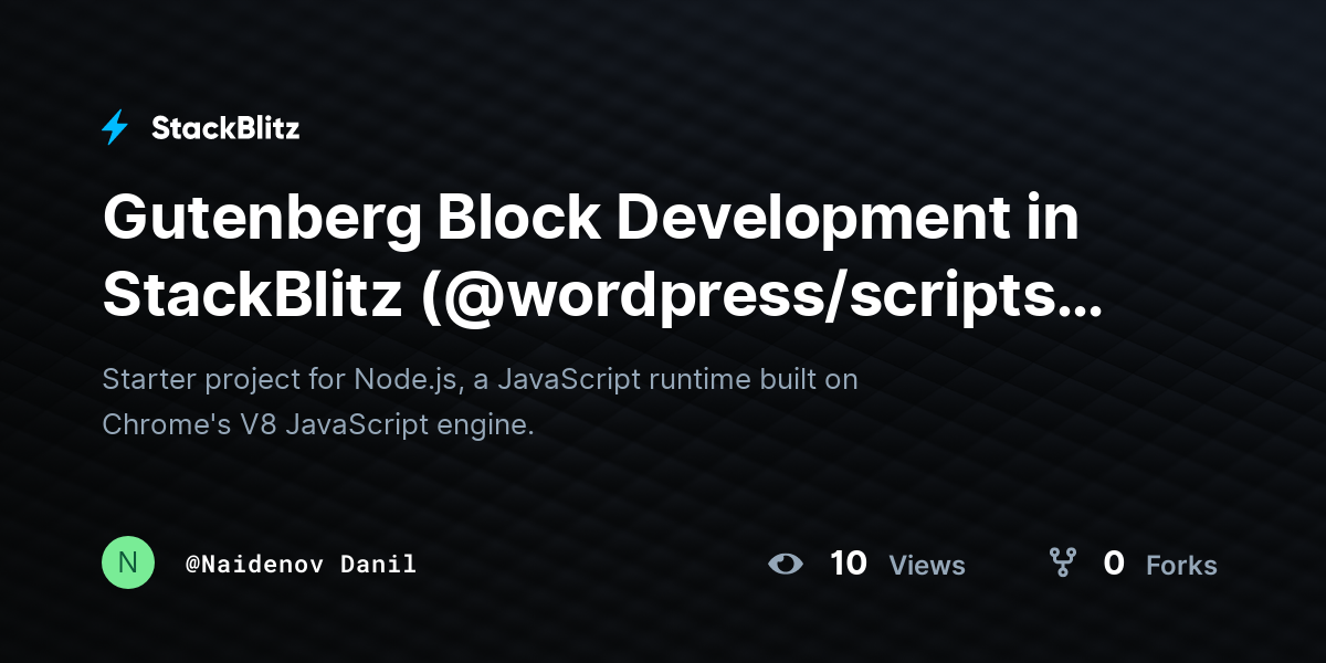 Gutenberg Block Development in StackBlitz (@wordpress/scripts) (forked ...