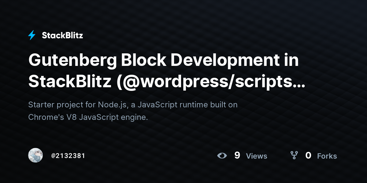 Gutenberg Block Development in StackBlitz (@wordpress/scripts ...