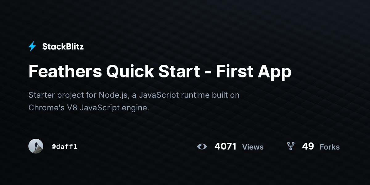 Feathers Quick Start - First App - StackBlitz