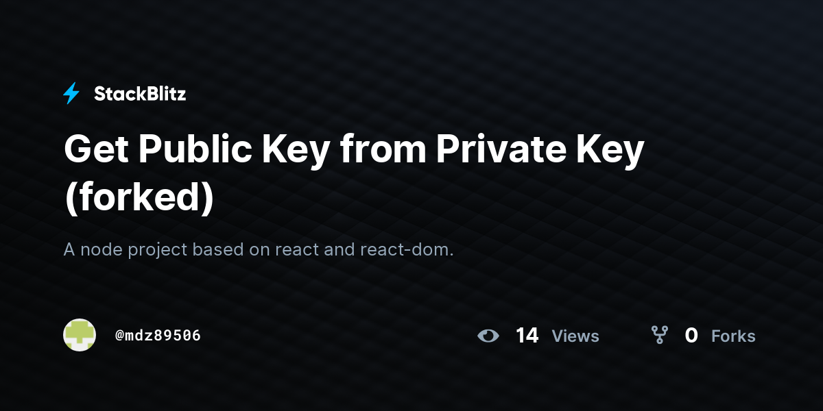 Get Public Key from Private Key (forked) - StackBlitz