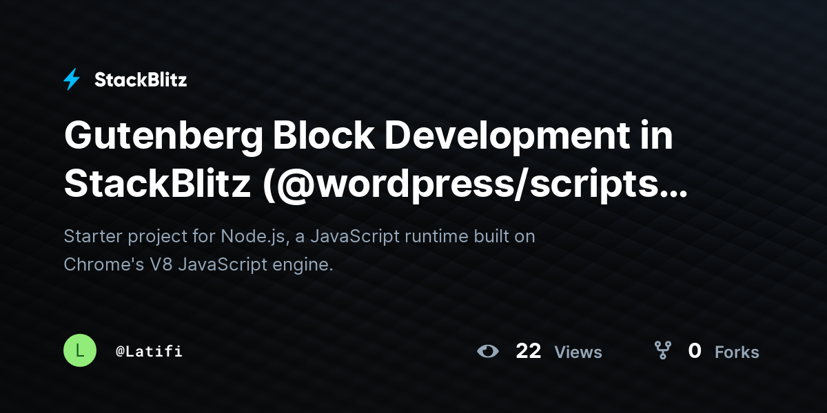 Gutenberg Block Development in StackBlitz (@wordpress/scripts) (forked) - StackBlitz
