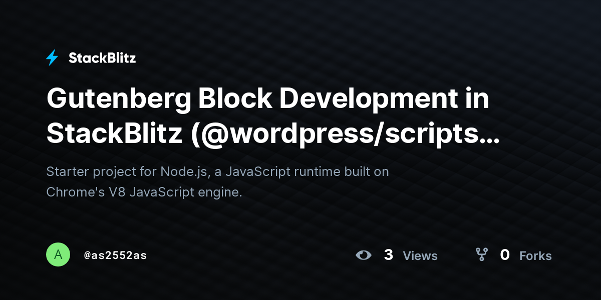 Gutenberg Block Development in StackBlitz (@wordpress/scripts ...