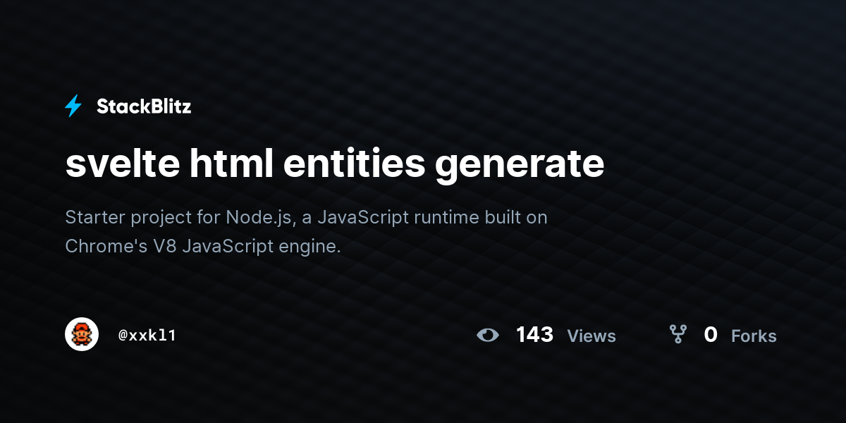 svelte html entities generate - StackBlitz