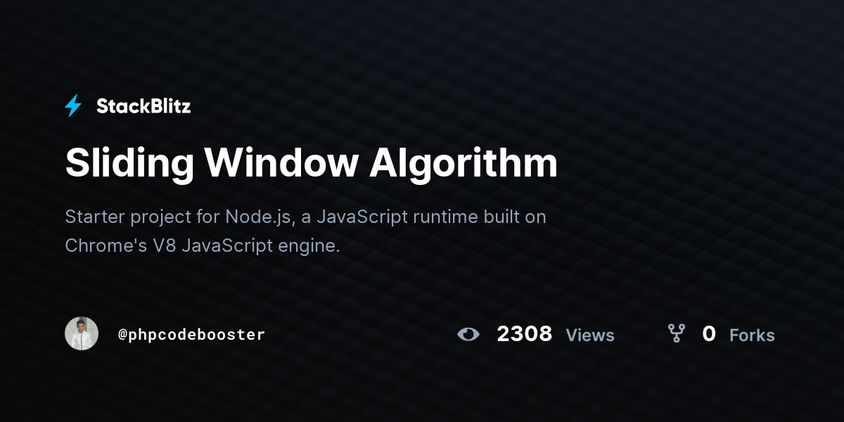 Sliding Window Algorithm Stackblitz