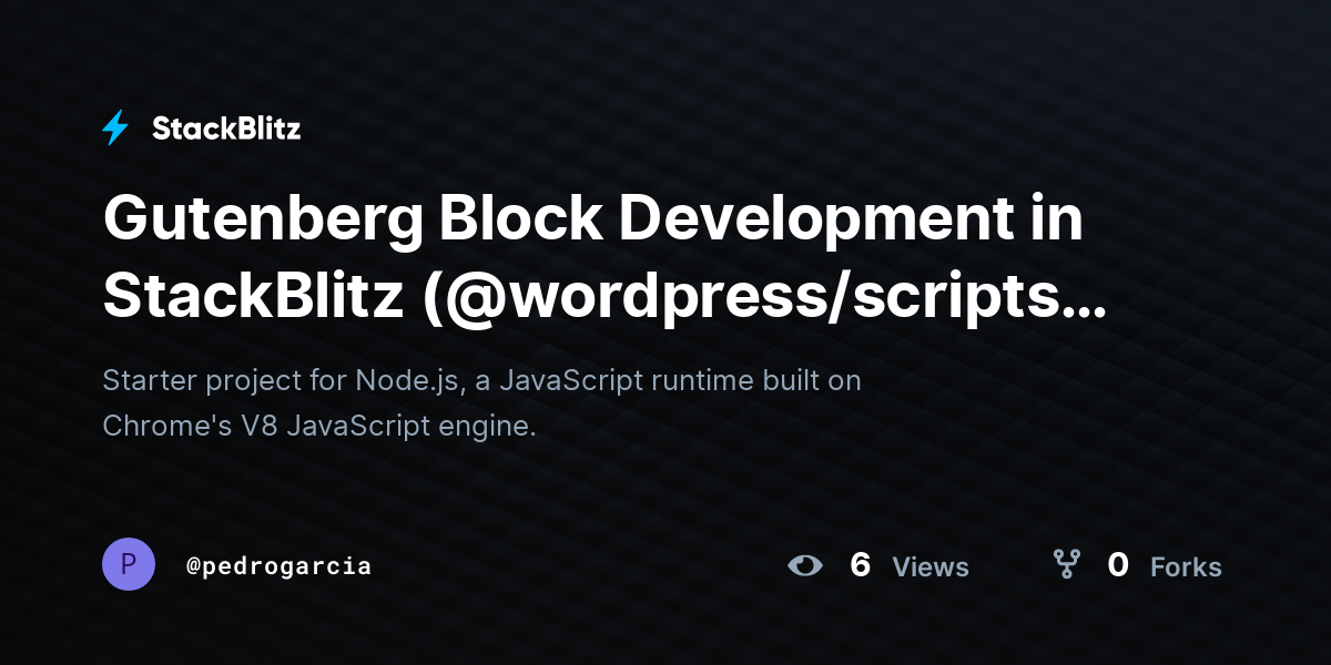 Gutenberg Block Development in StackBlitz (@wordpress/scripts) (forked) - StackBlitz