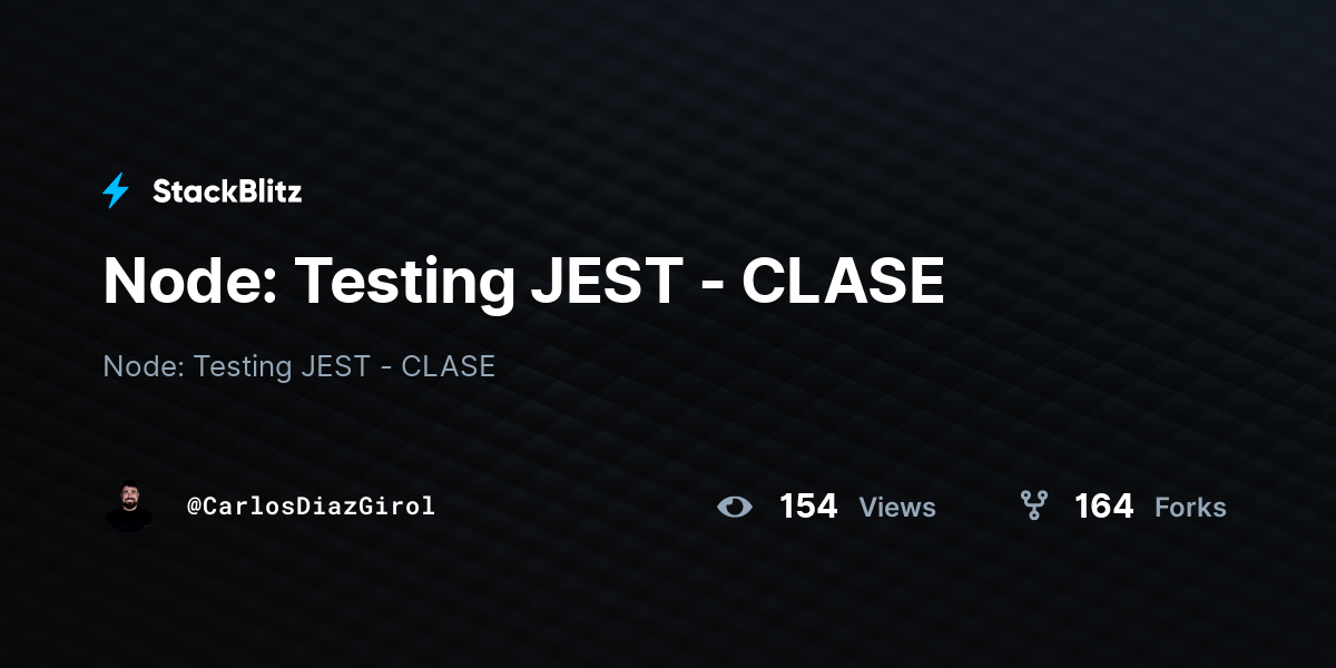 Node: Testing JEST - CLASE - StackBlitz