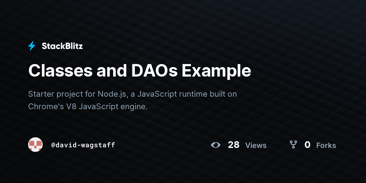 Classes and DAOs Example - StackBlitz
