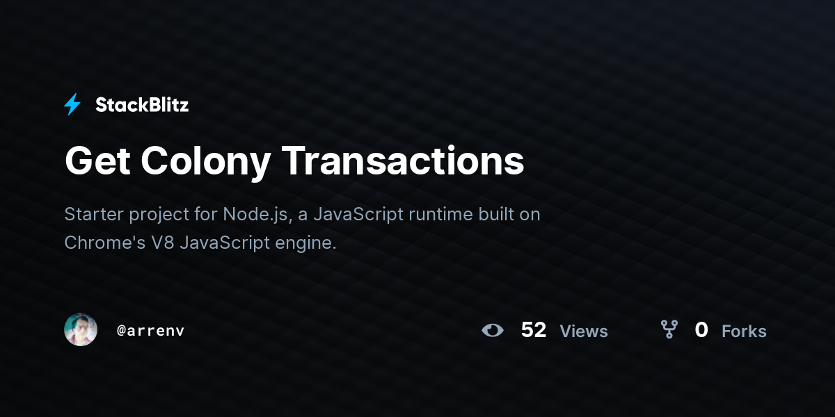 Get Colony Transactions - StackBlitz