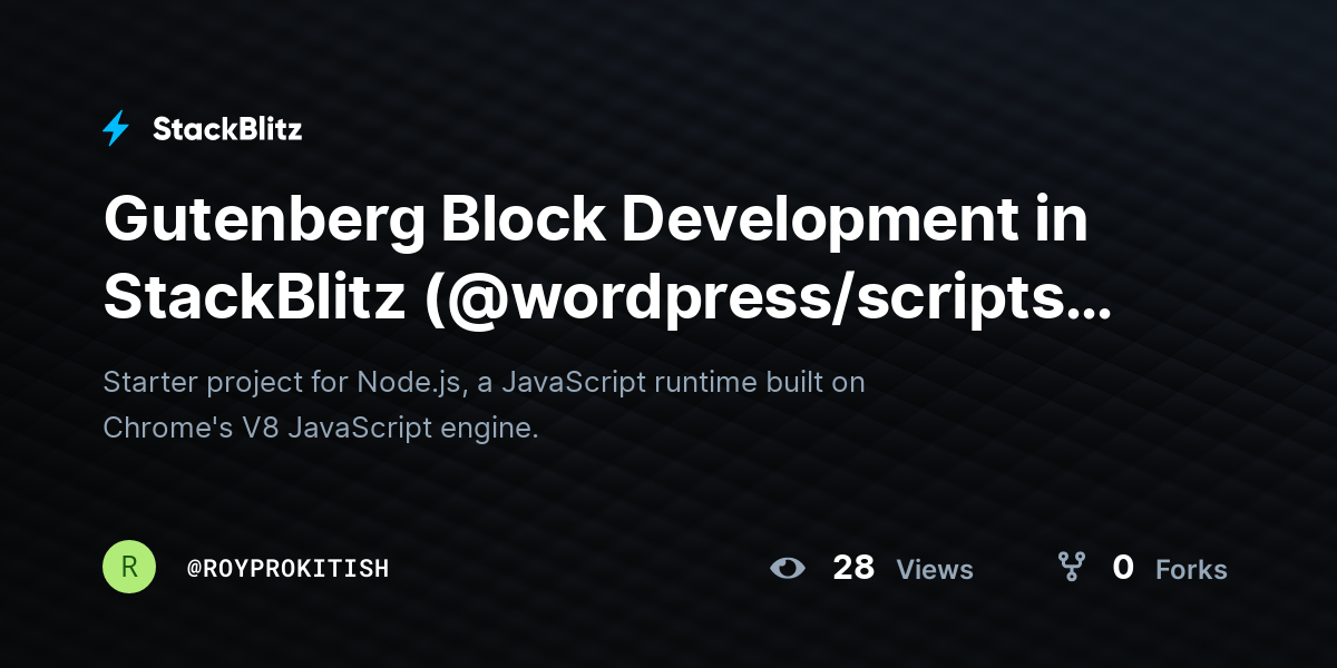 Gutenberg Block Development in StackBlitz (@wordpress/scripts) (forked ...