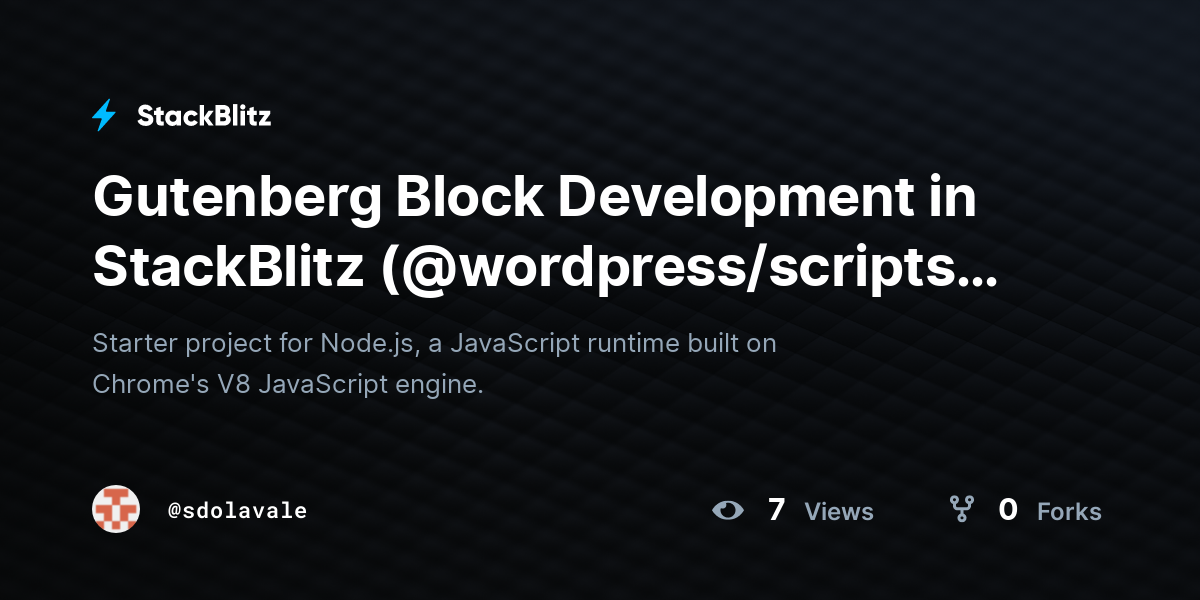Gutenberg Block Development in StackBlitz (@wordpress/scripts) (duplicated) - StackBlitz