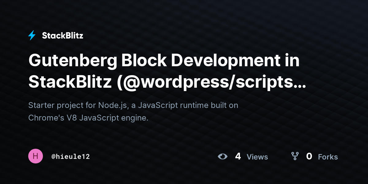 Gutenberg Block Development in StackBlitz (@wordpress/scripts ...