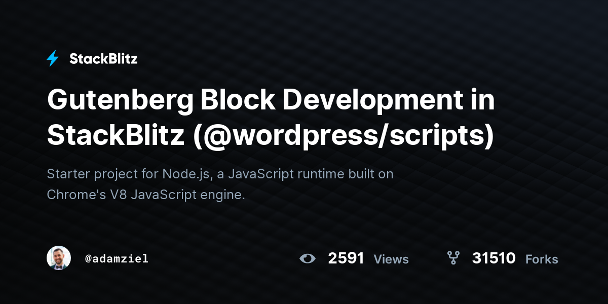 Gutenberg Block Development in StackBlitz (@wordpress/scripts) - StackBlitz