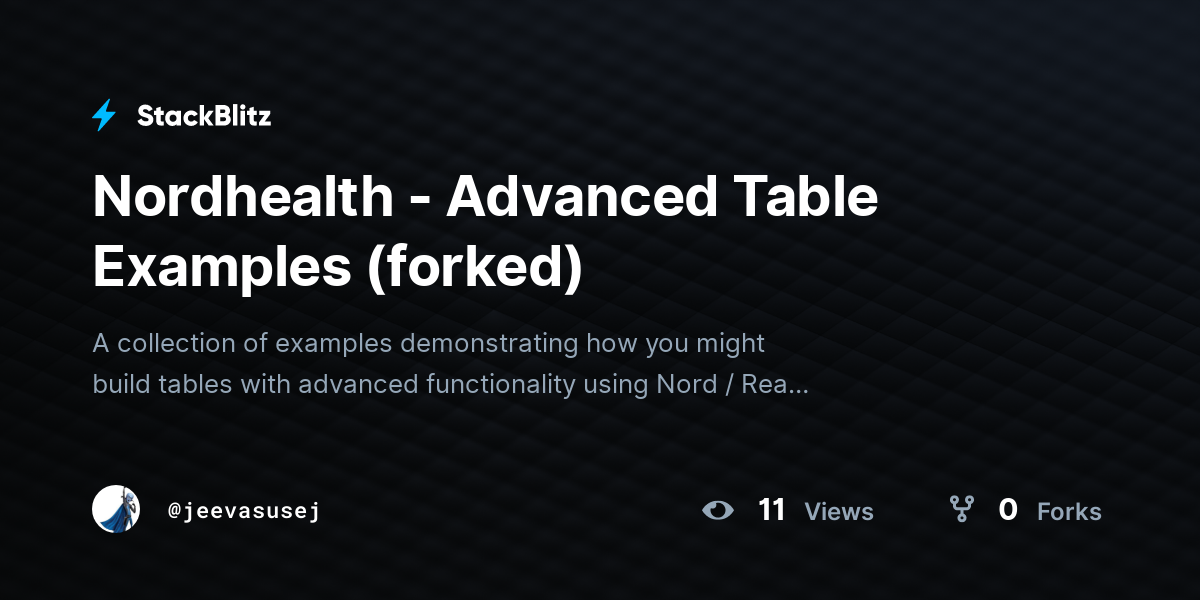 Nordhealth - Advanced Table Examples (forked) - StackBlitz