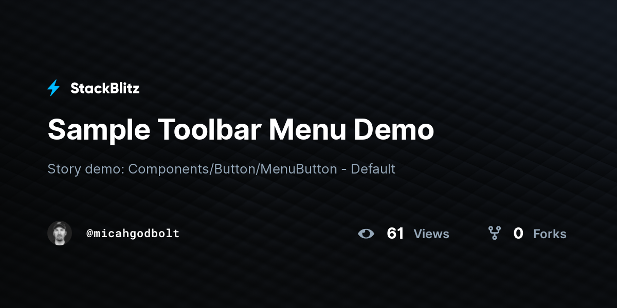 Sample Toolbar Menu Demo Stackblitz