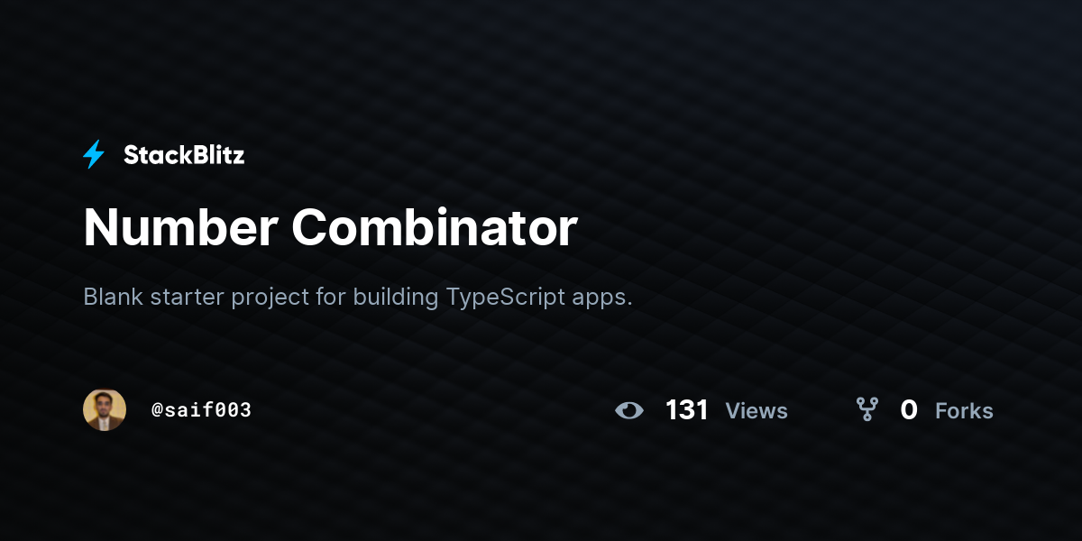 Number Combinator - StackBlitz