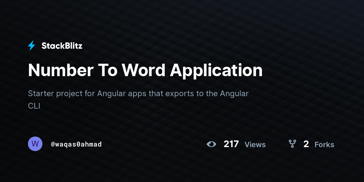 Number To Word Application - StackBlitz