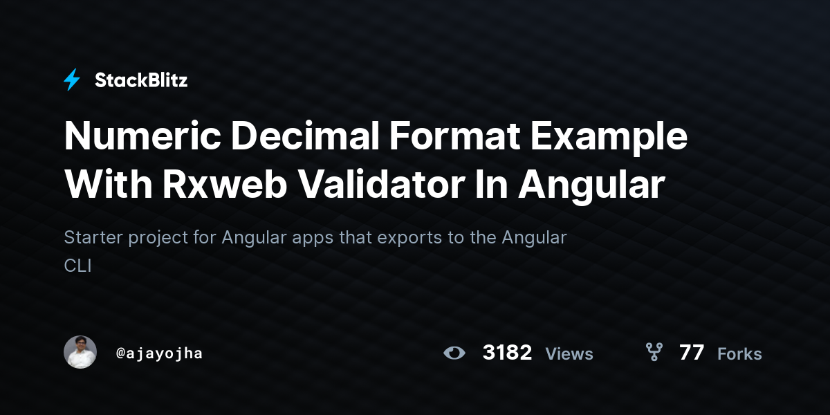 Numeric Decimal Format Example With Rxweb Validator In Angular - StackBlitz